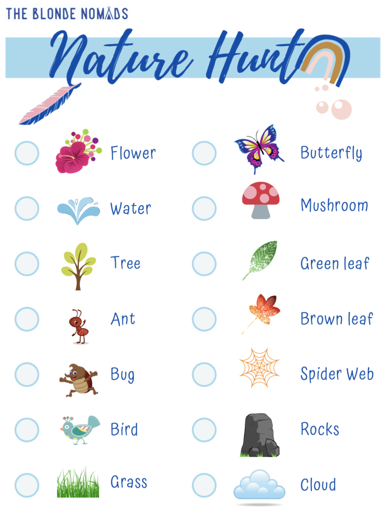 FREE Kids Nature Hunt printable - The Blonde Nomads